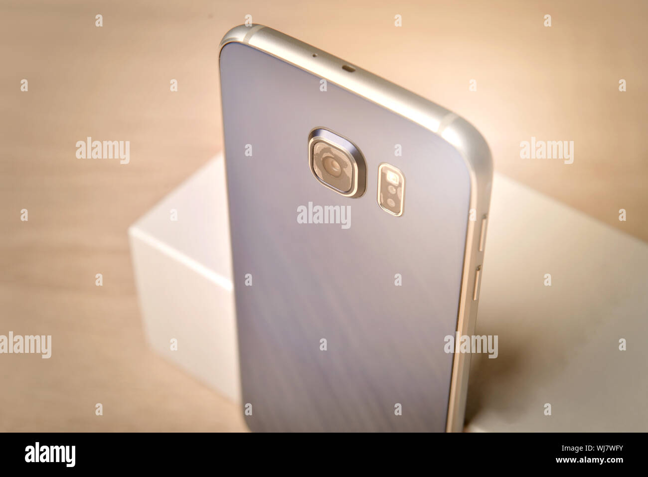 Perfectly detailed modern smart phone on a desk Stock Photo - Alamy