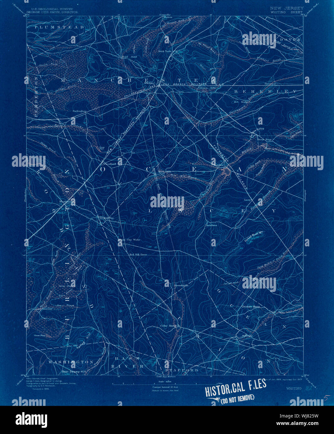 USGS TOPO Map New Jersey NJ Whiting 255413 1888 62500 Inverted ...