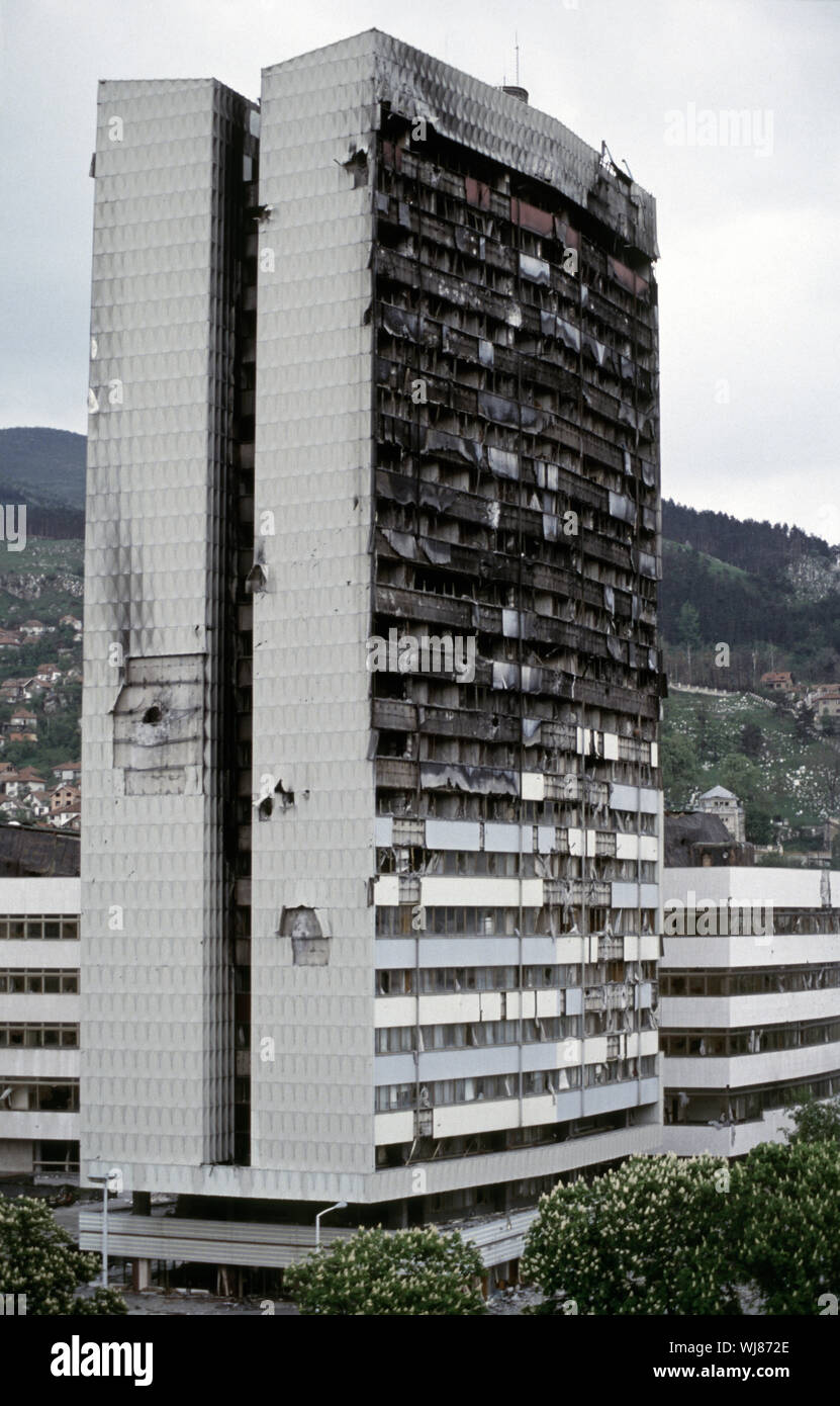 13th May 1993 During the Siege of Sarajevo: the badly damaged Executive ...