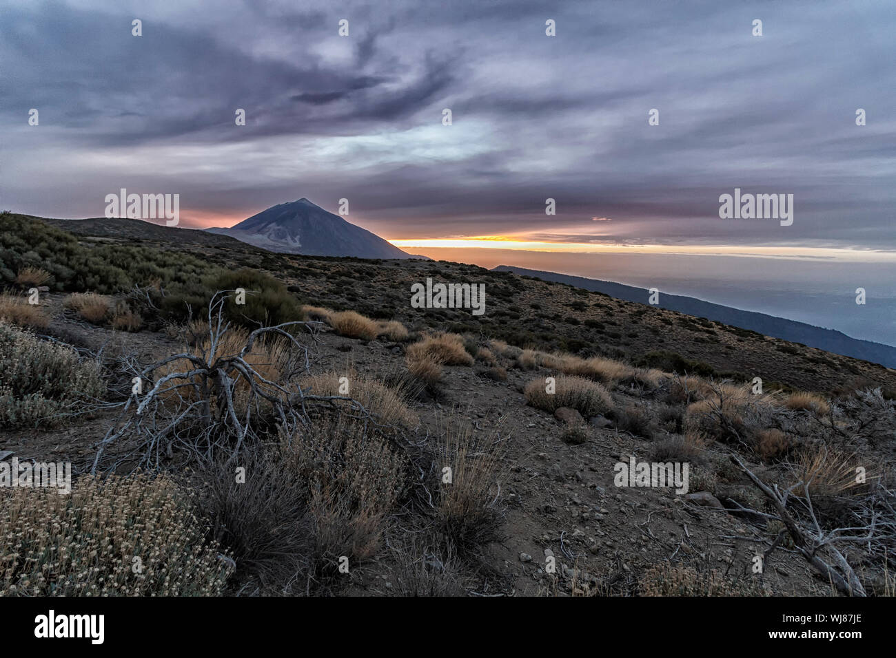 the teide volcano at sunset Stock Photo - Alamy