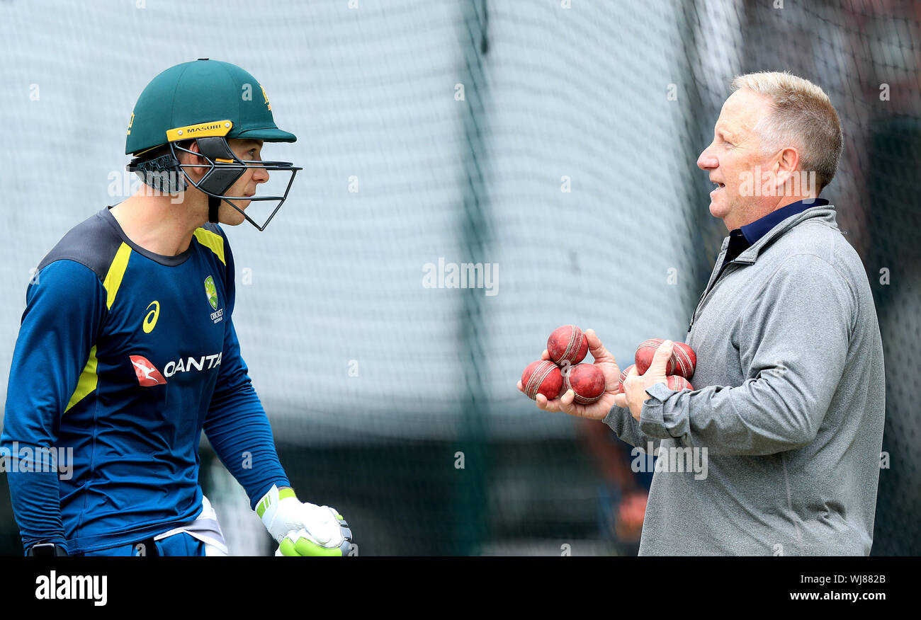 Australia's Tim Paine (left) with former cricketer Ian Healy (right ...