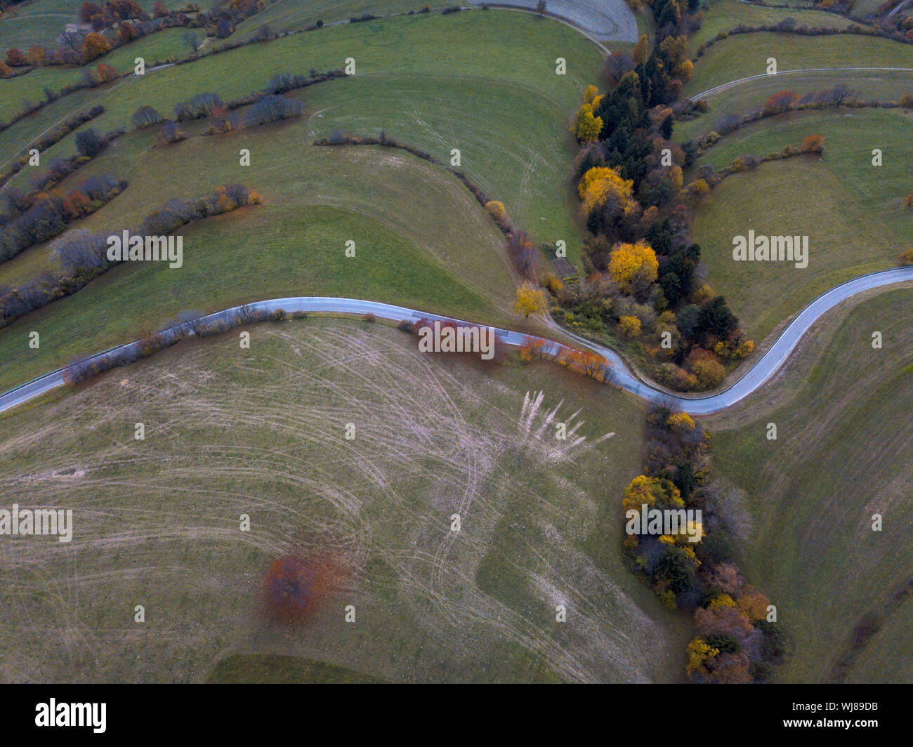 Drone flight over landscape road hi-res stock photography and images ...