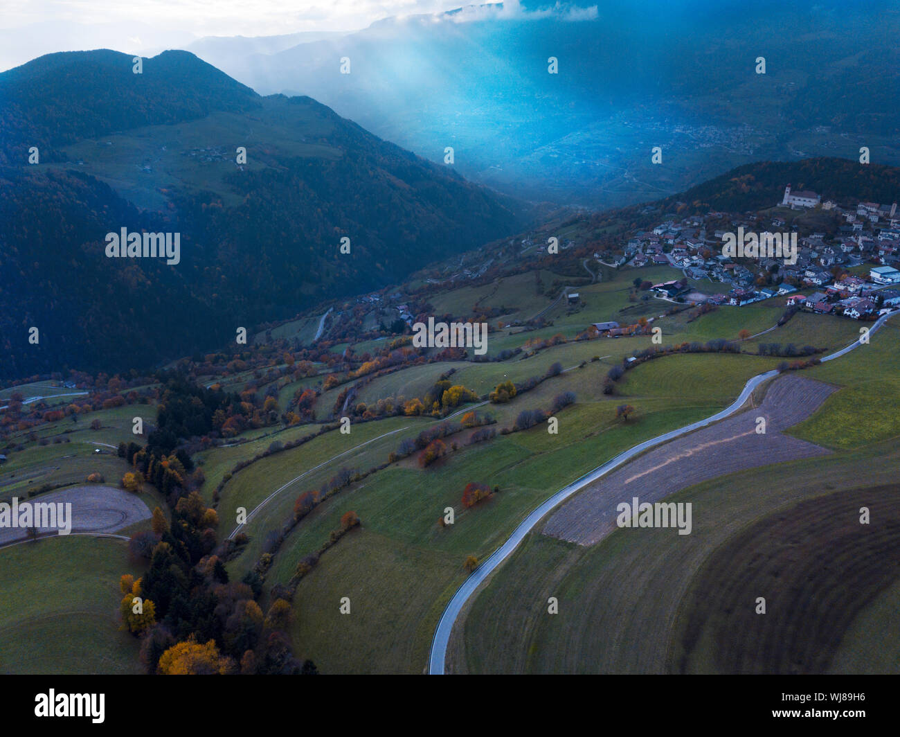 Drone fly over forest road hi-res stock photography and images - Alamy