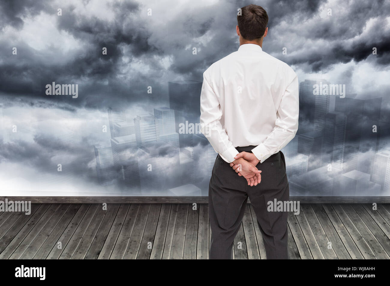 Composite image of businessman turning his back to camera Stock Photo ...