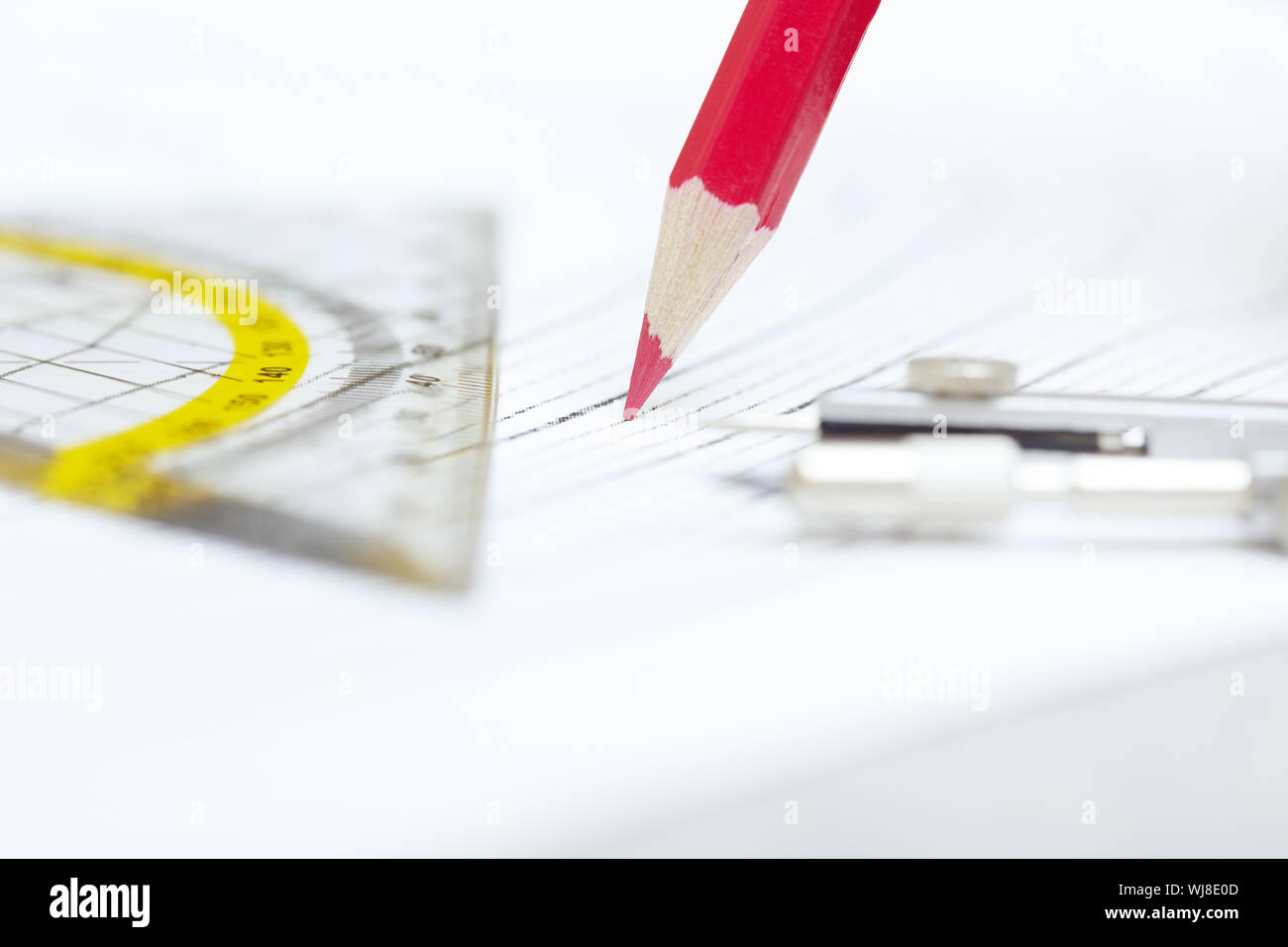Drawing tools on a paper. Close-up photo Stock Photo - Alamy