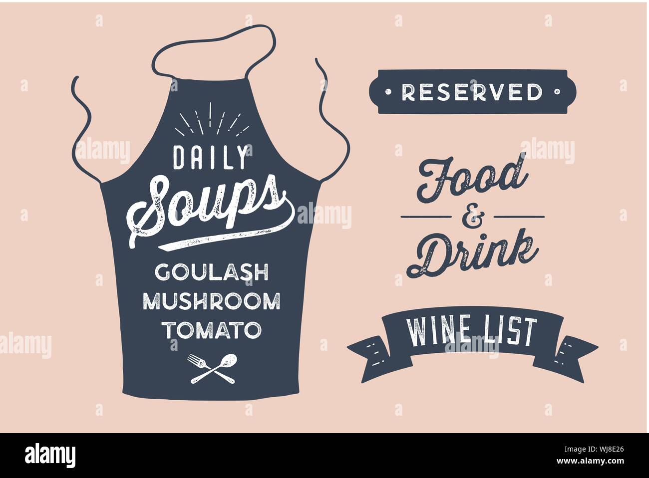 Set vintage graphic and typography. Wall decor, poster, sign, kitchen ...