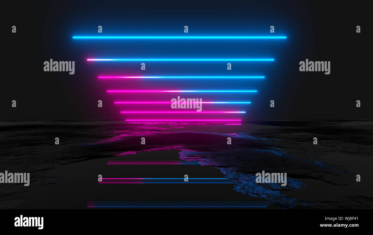 Glowing vertical neon lines, abstract background, 3D illustration Stock ...