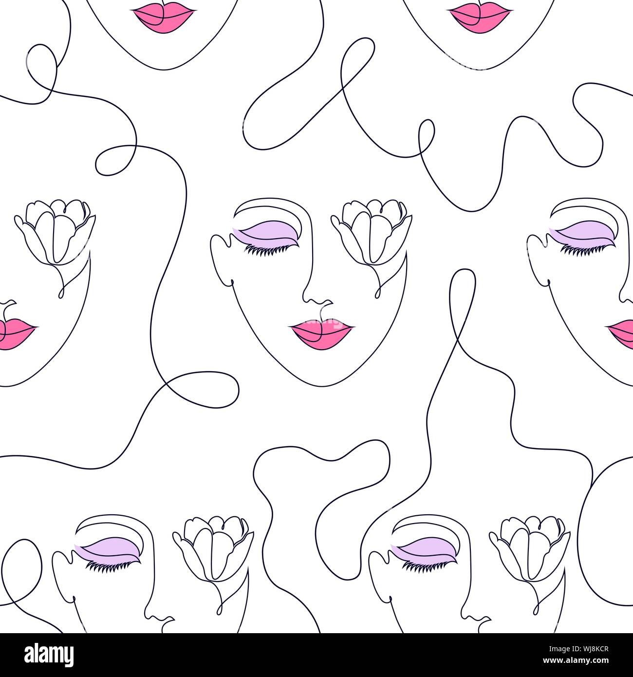 pattern with woman face Stock Vector Image & Art - Alamy