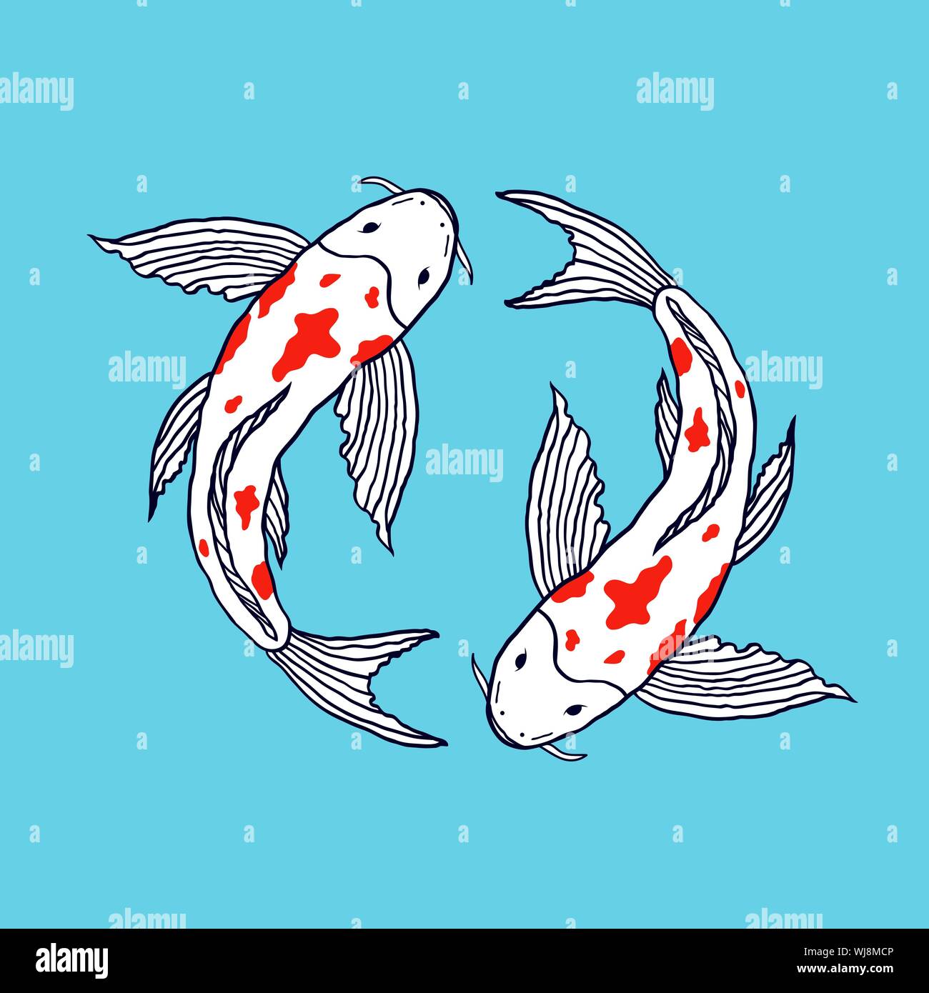 koi fishes on blue background Stock Vector Image & Art - Alamy