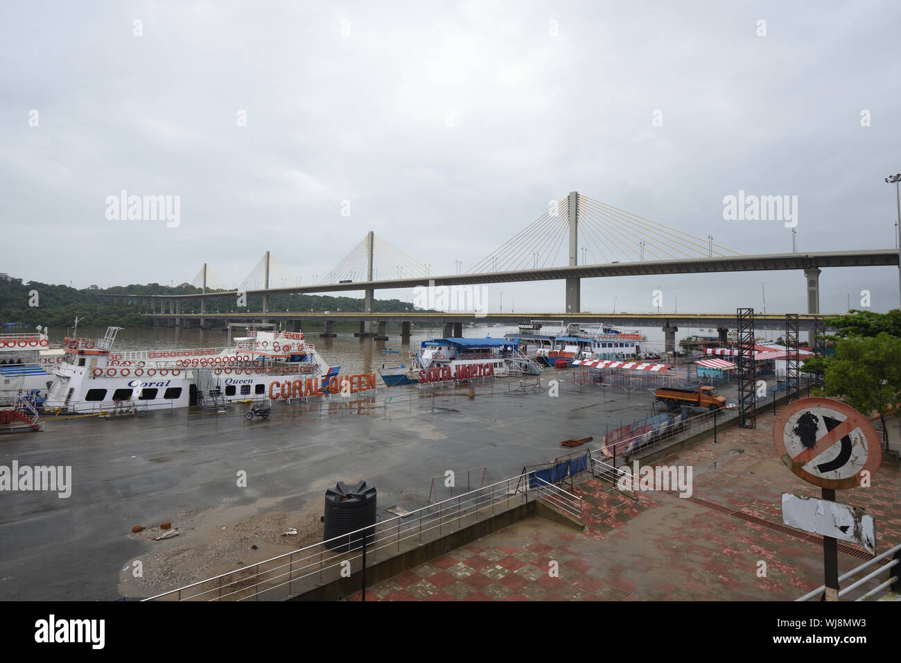 Cruise terminal at the river Mandovi with Atal Setu (Third Mandovi ...