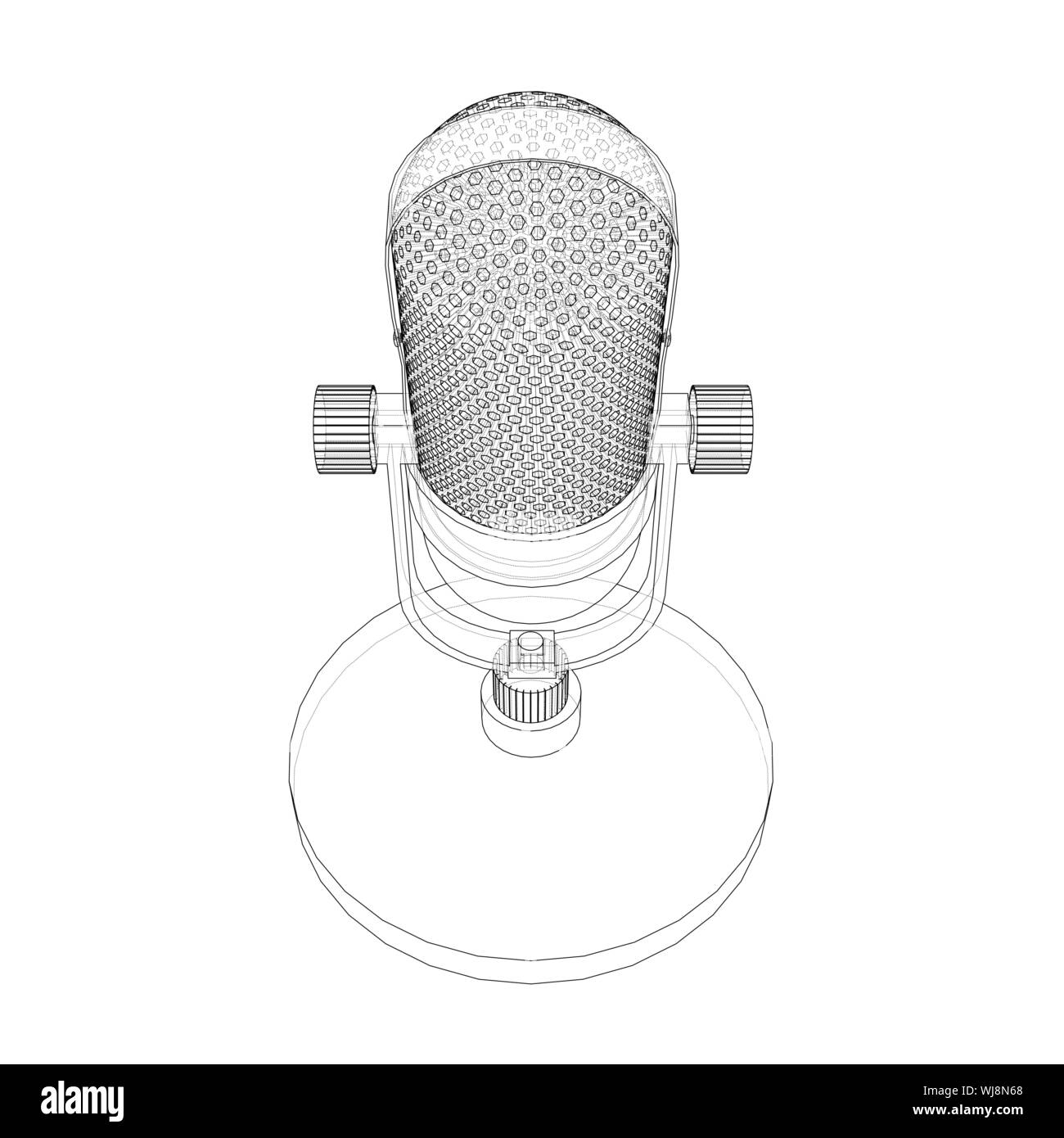 Outline vintage microphone vector. Wire-frame style. The layers of ...