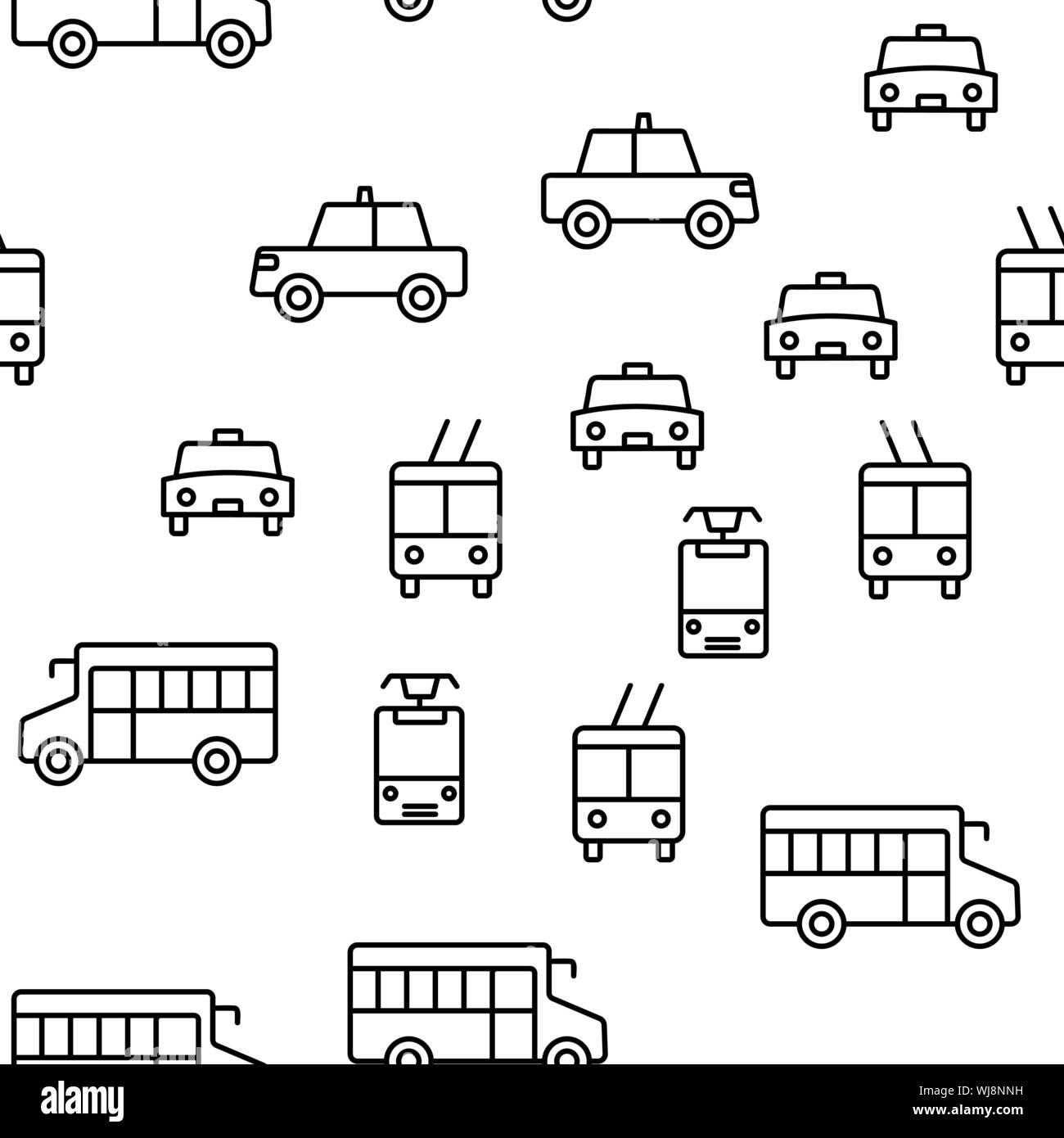 Public Transport And Vehicle Vector Seamless Pattern Stock Vector Image ...