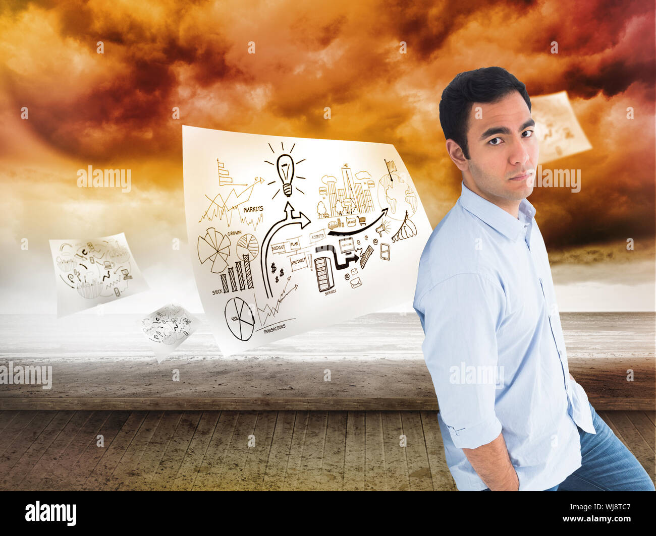 Digital composite man wind hi-res stock photography and images - Alamy