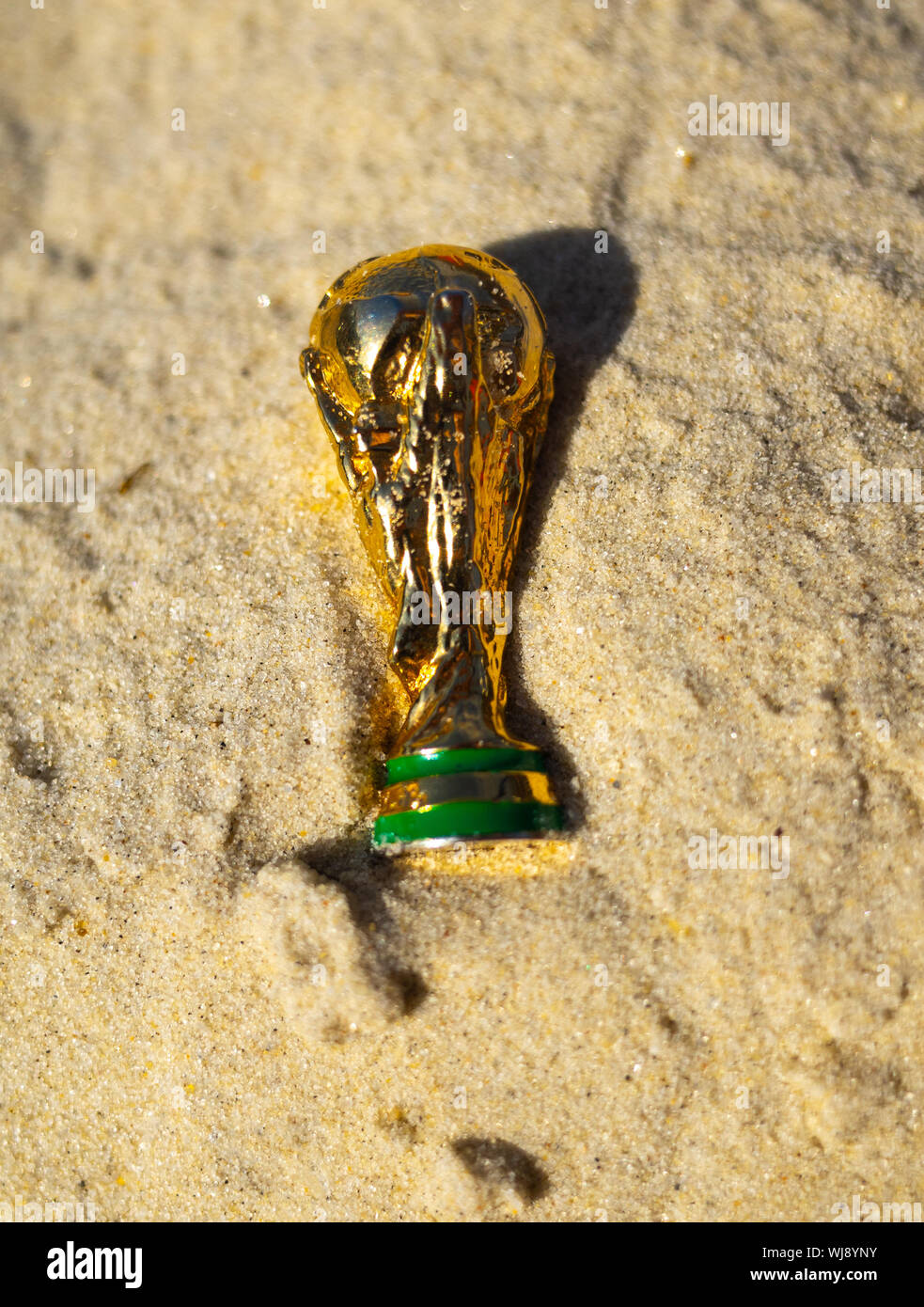 May 30, 2019. Doha, Qatar. FIFA World Cup trophy on sand. FIFA World ...