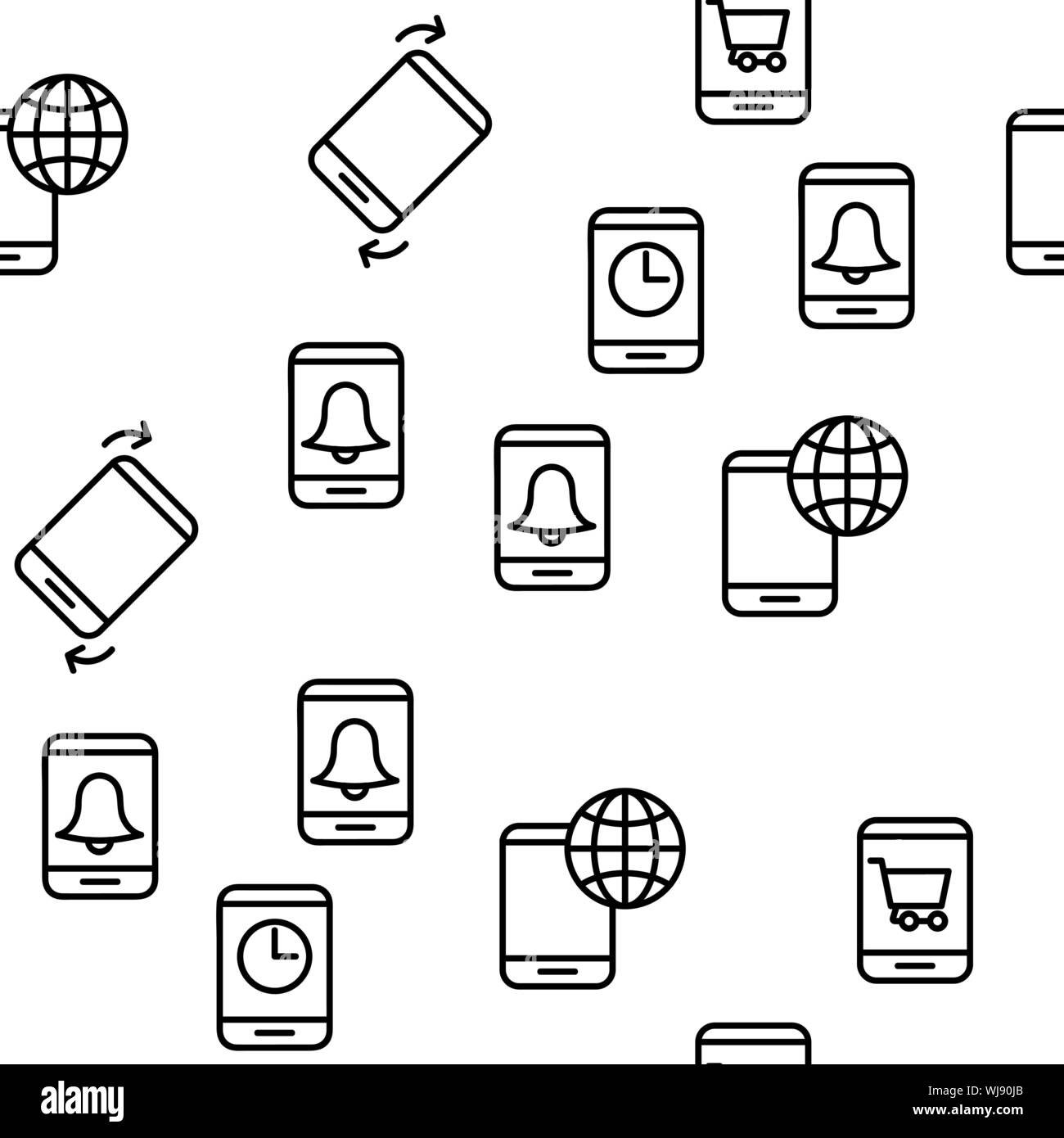 Smartphone App Function Vector Seamless Pattern Stock Vector Image ...