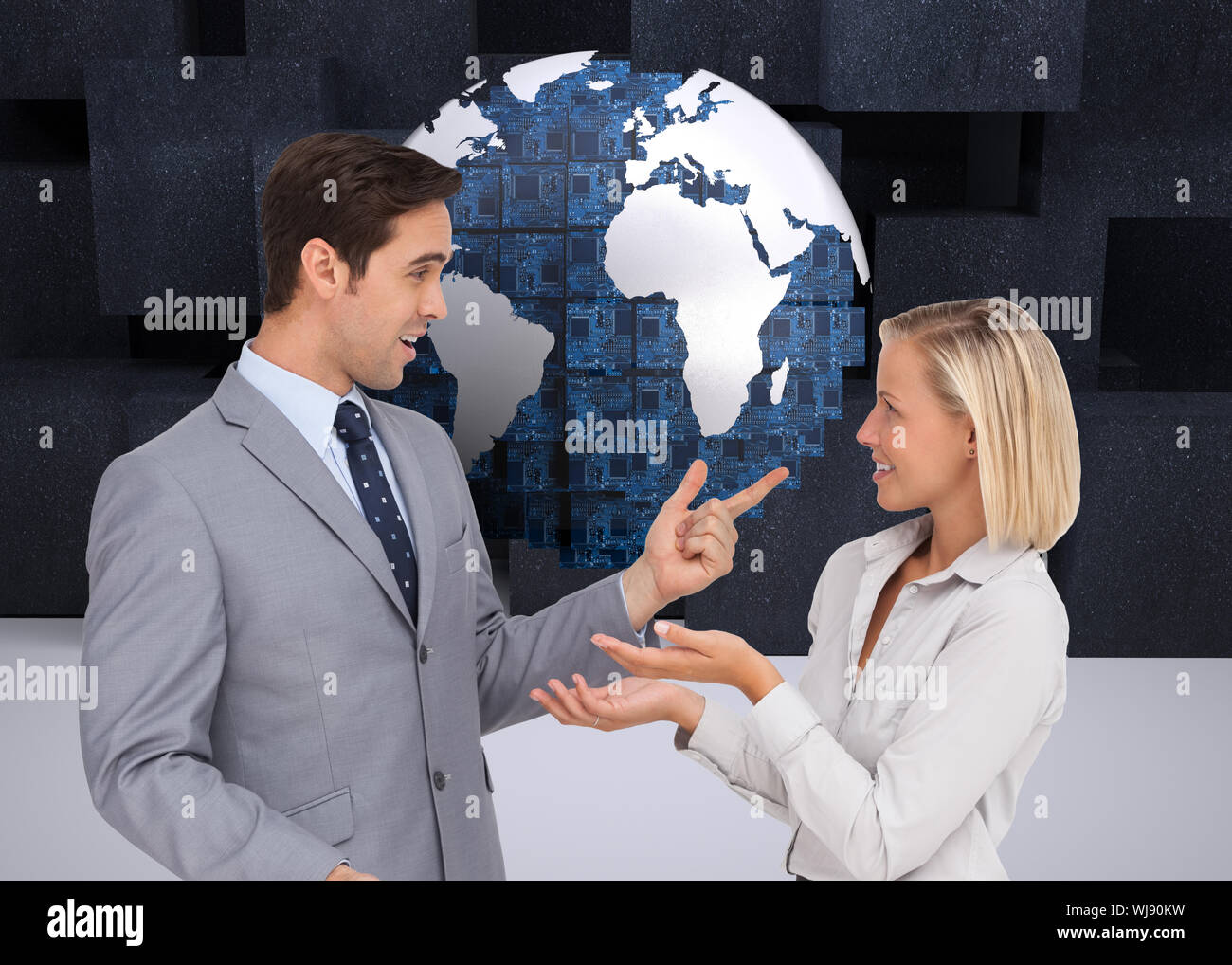 Composite image of business people meet each other Stock Photo - Alamy