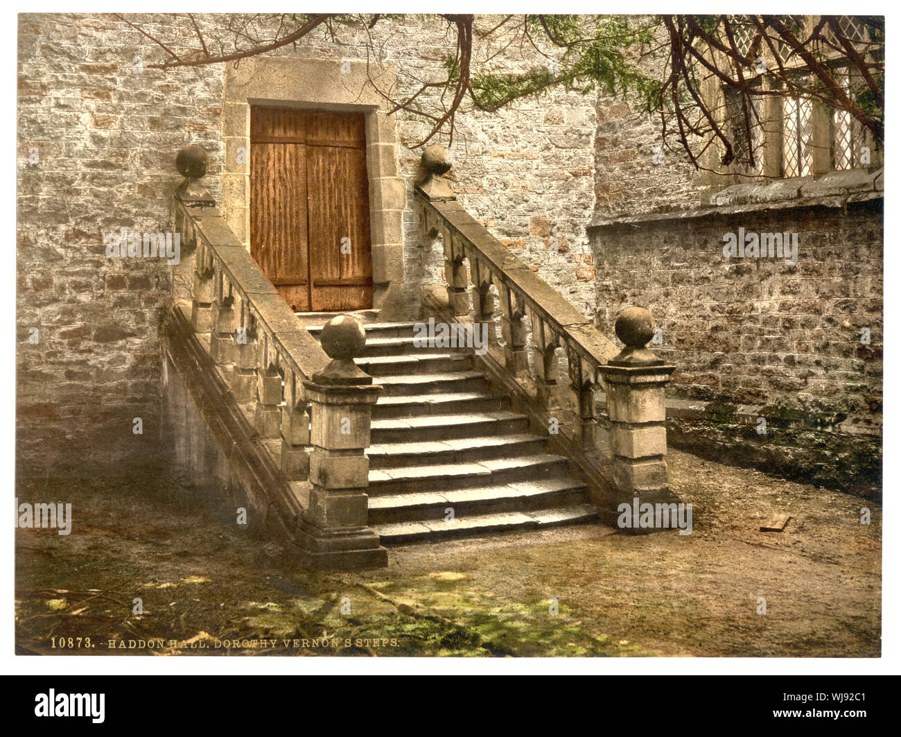 Haddon Hall, Dorothy Vernon's Steps, Derbyshire, England; Forms part of ...