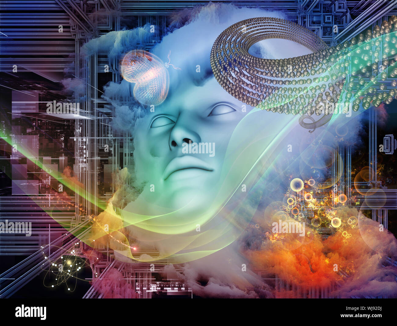 Beyond Human series. Collage of human, geometric and natural forms on ...