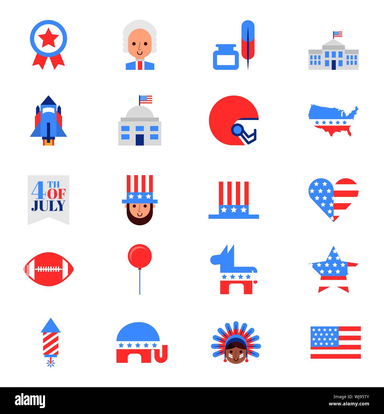 independence day united states of america icons Stock Vector Image ...