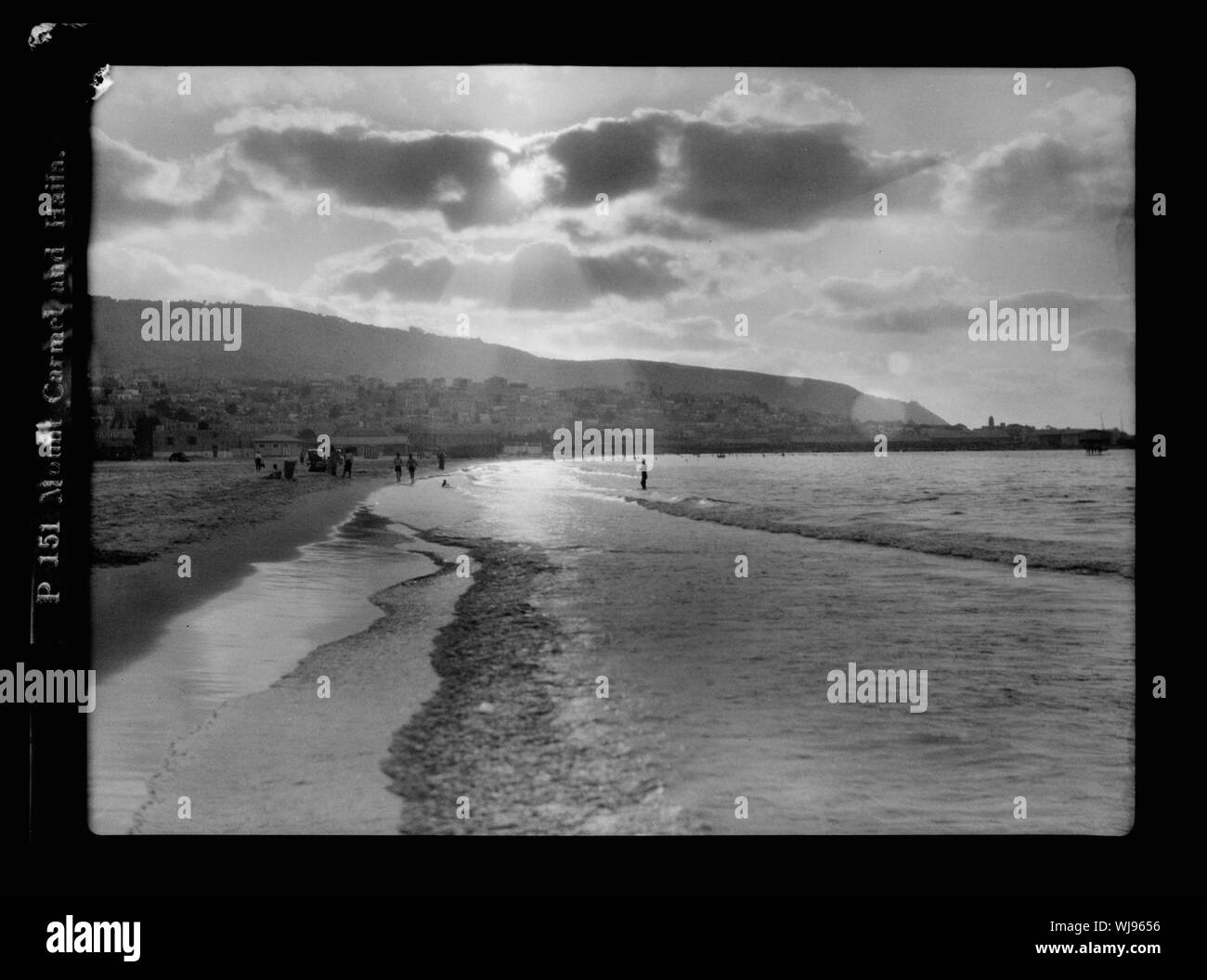 Haifa & environs. Mt. Carmel and Haifa. (Evening scene from the bay ...