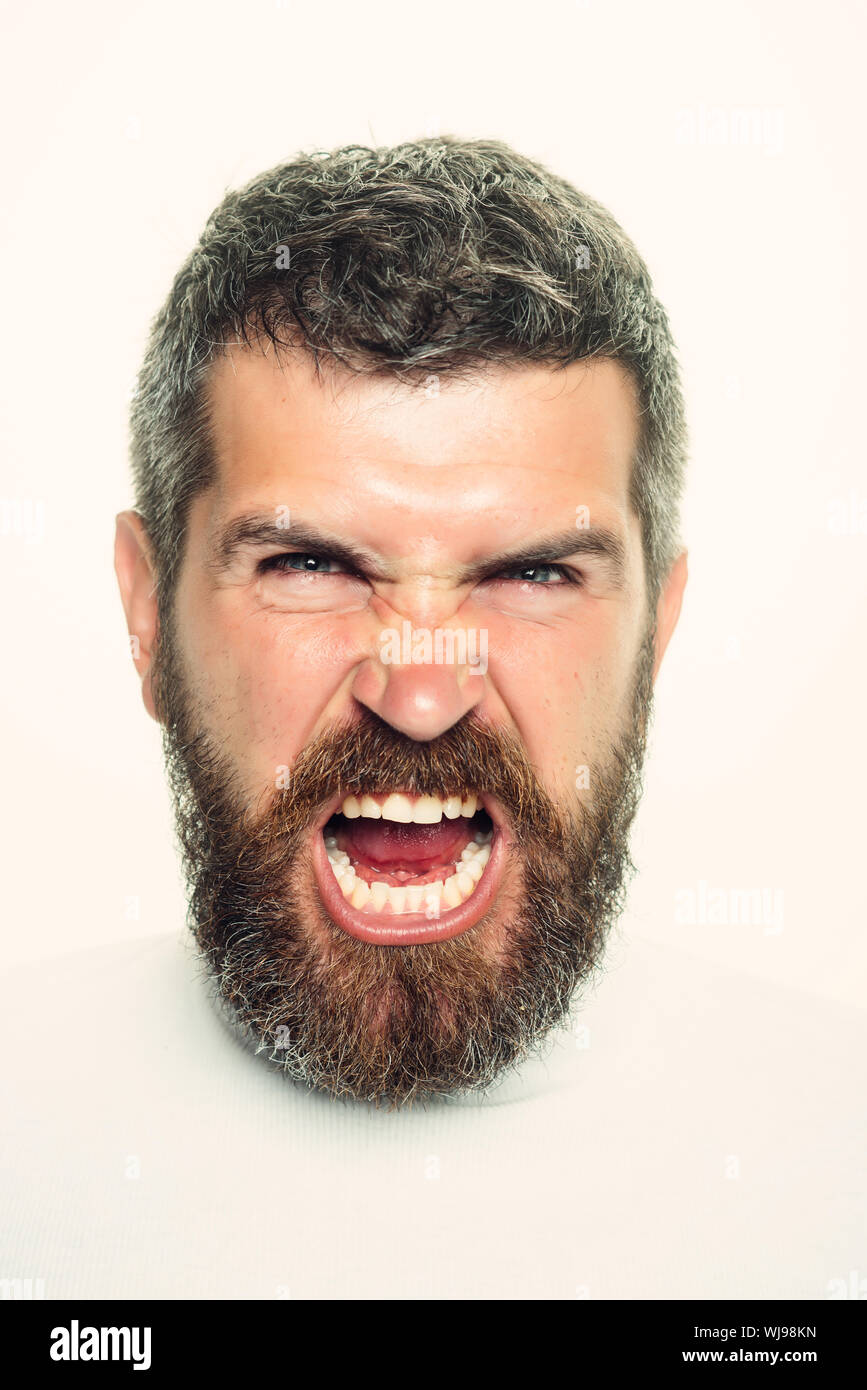 Angry man and long white beard hi-res stock photography and images - Alamy