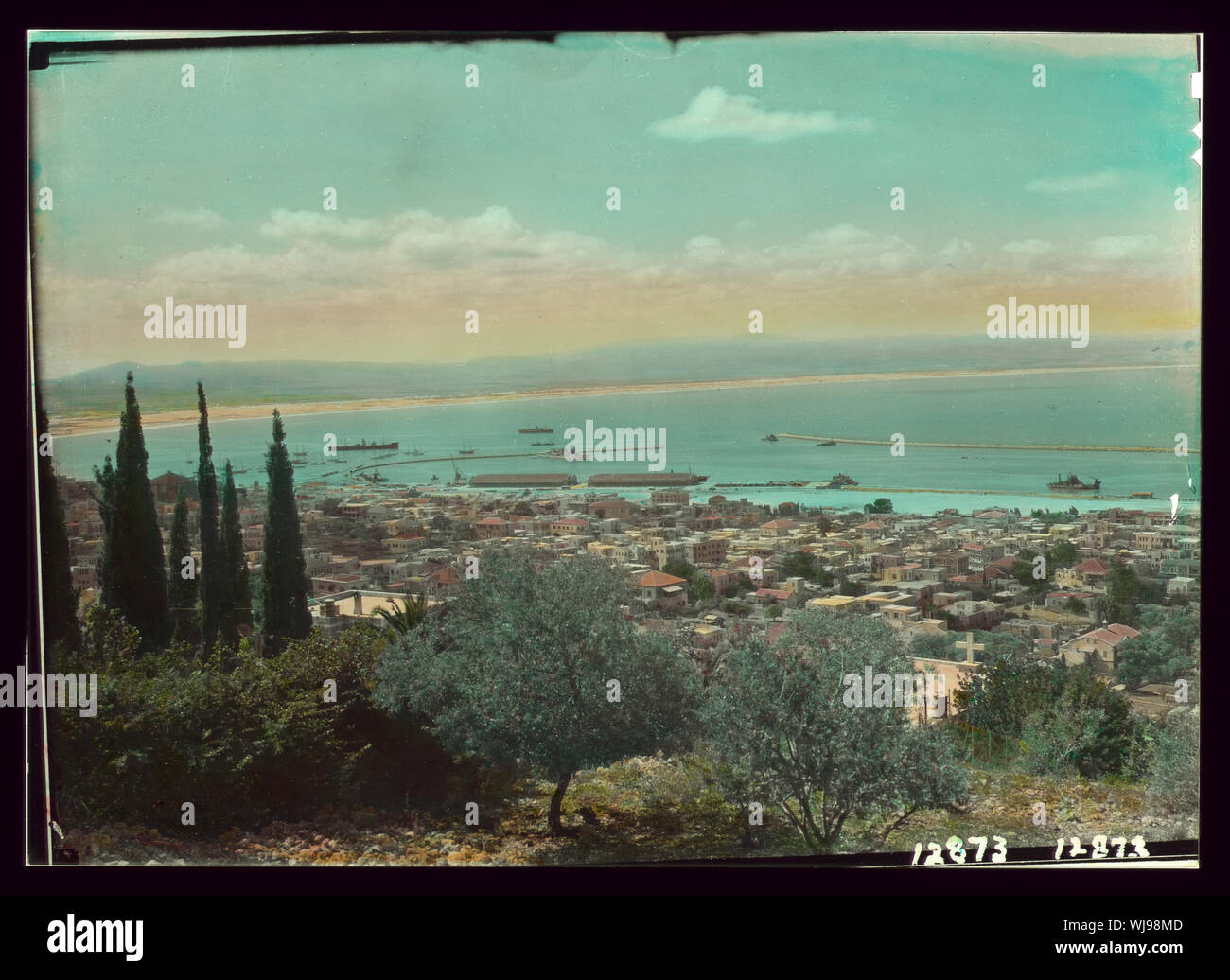 Haifa from Carmel, before harbor complete Stock Photo - Alamy