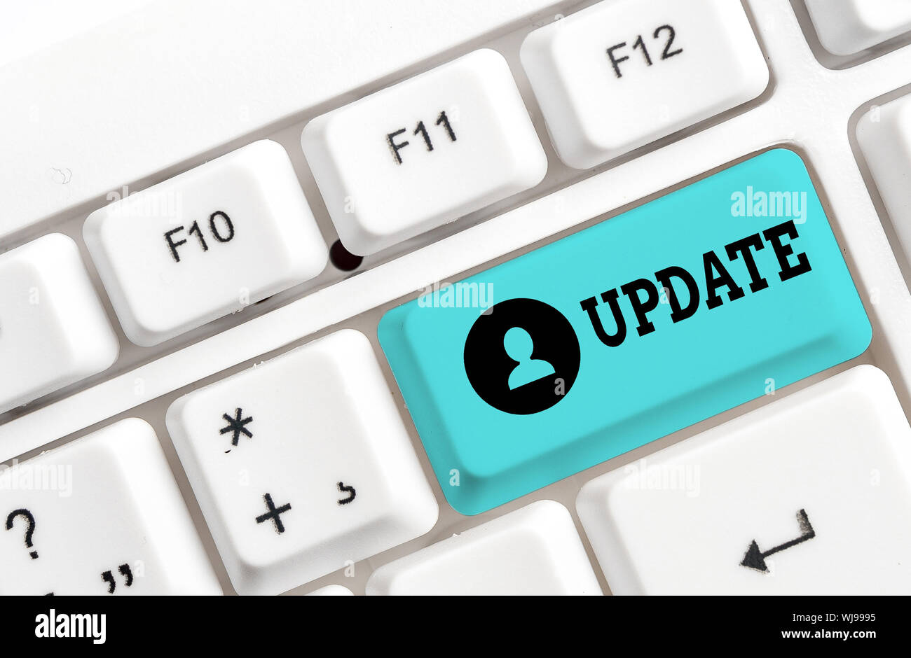 Conceptual hand writing showing UPDATE. Concept meaning make something more modern or up to date ...