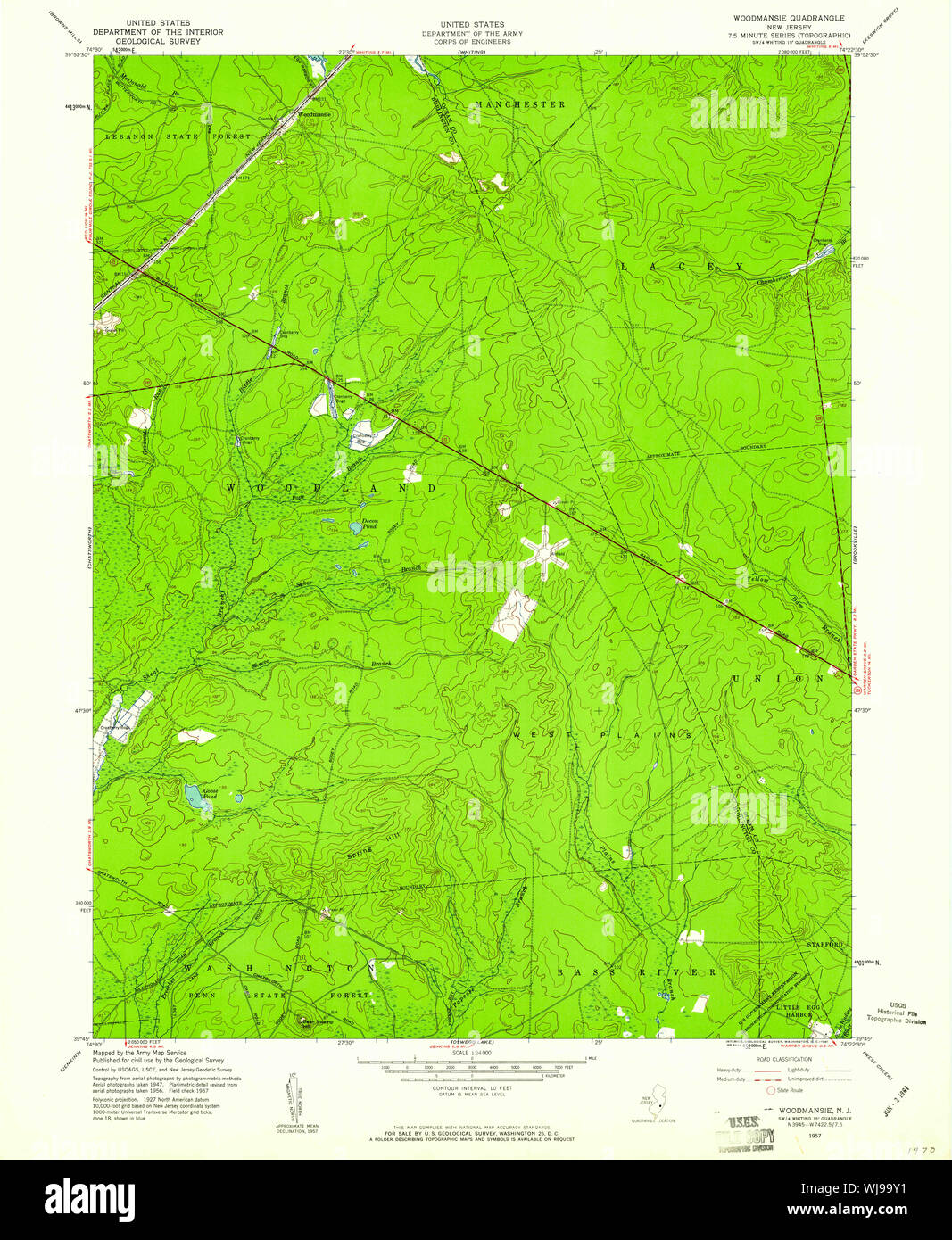 USGS TOPO Map New Jersey NJ Woodmansie 255016 1957 24000 Restoration ...