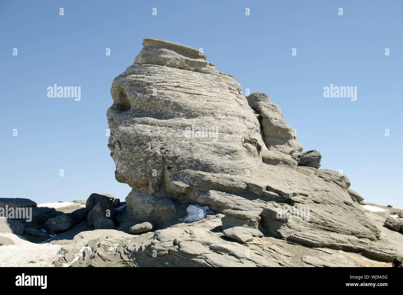 The Sphinx is a natural rock formation in the Bucegi Natural Park which ...