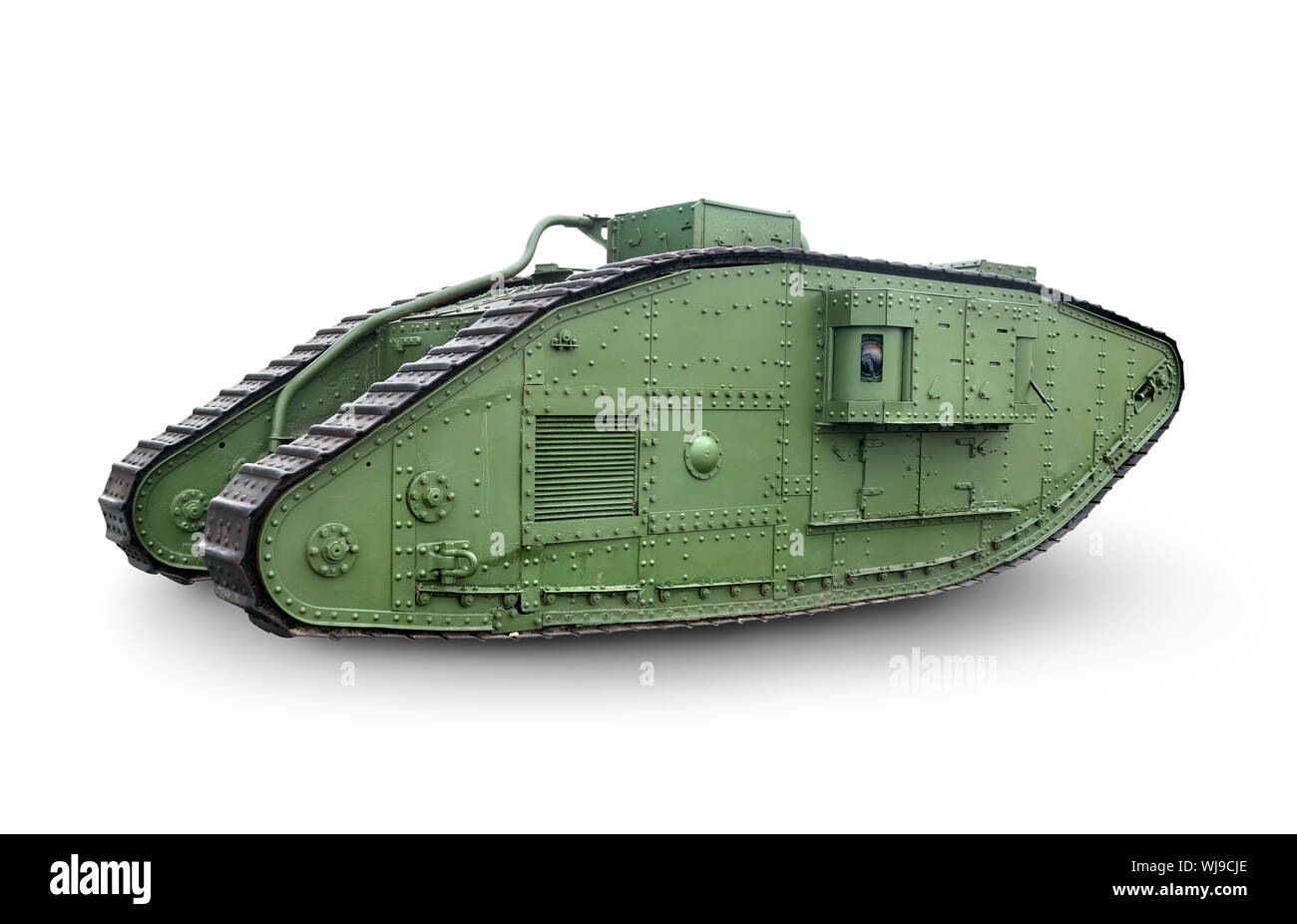 Green old tank isolated on a white background Stock Photo - Alamy