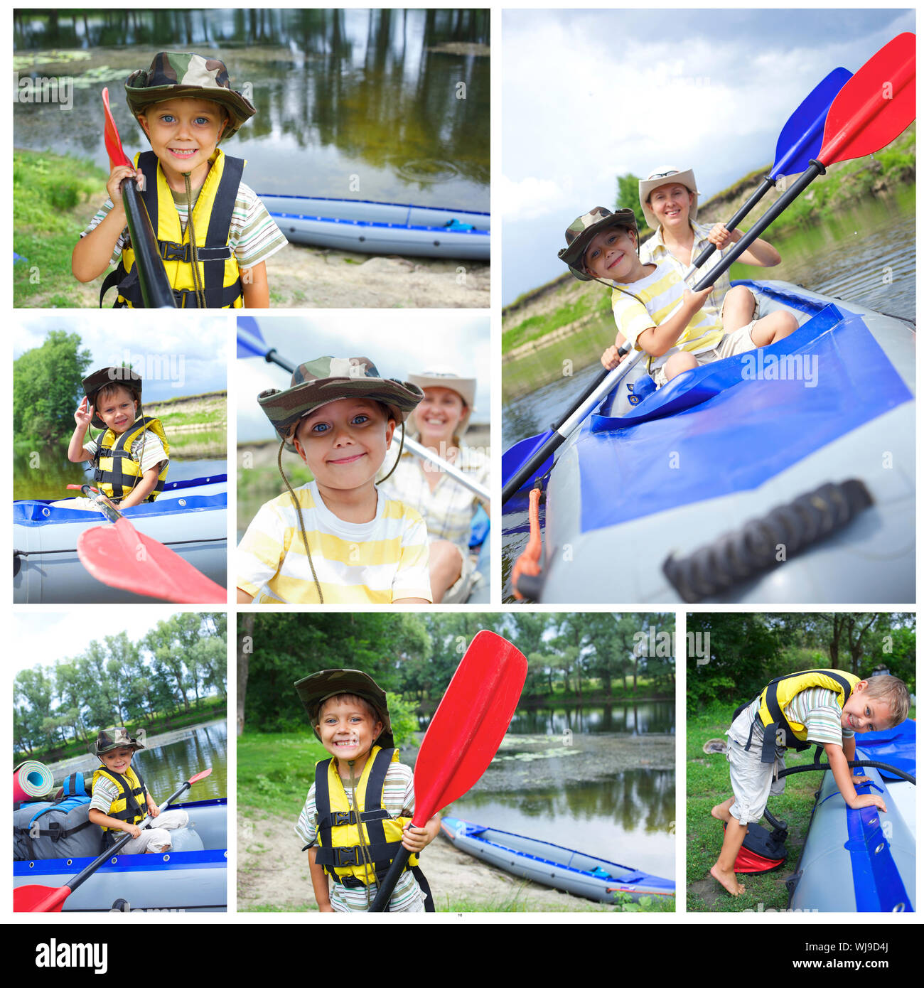Children paddle kayak Cut Out Stock Images & Pictures - Alamy