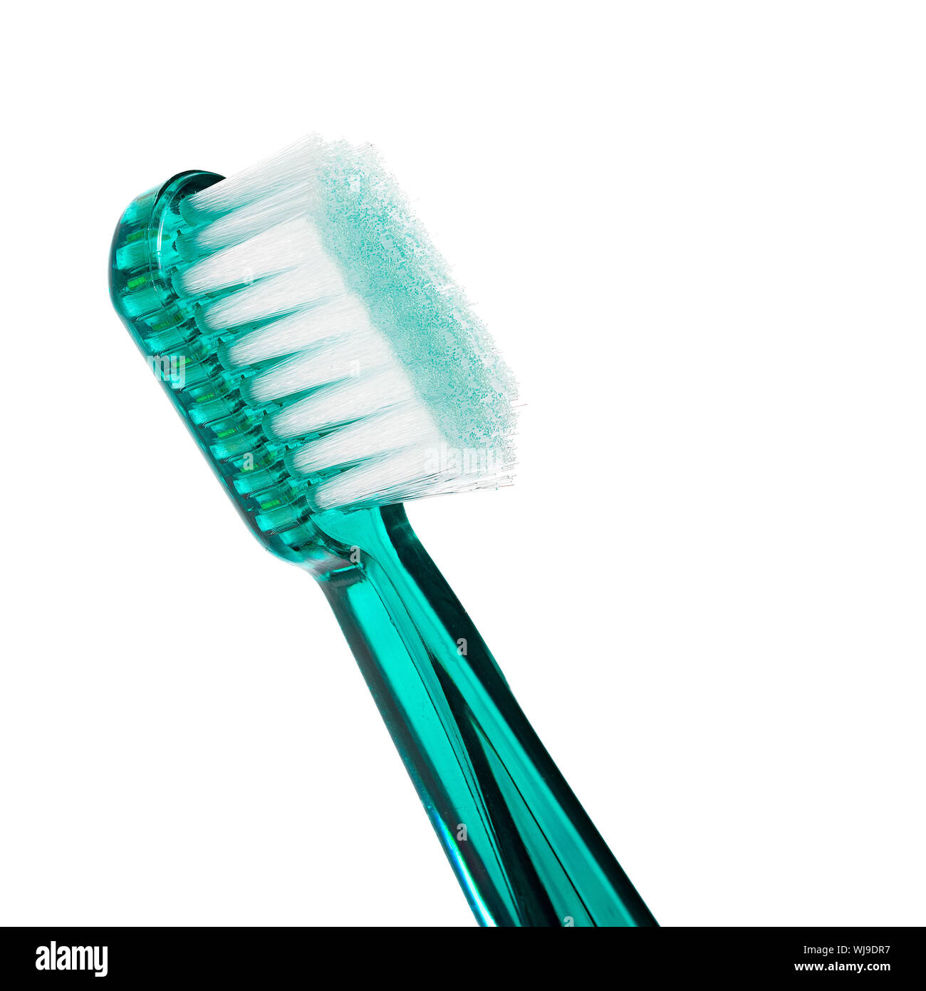 Ultra soft blue toothbrush super closeup macro showing each bristle ...