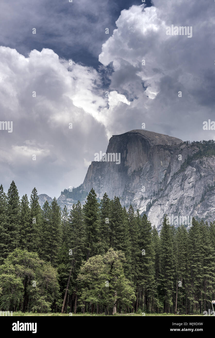 Half Dome formation at Yosemite National Park spans eastern portions of ...