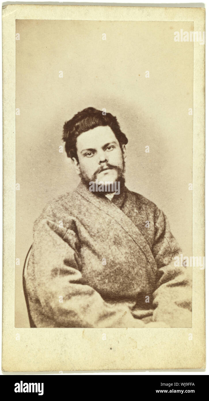 Half-length portrait of a man, dressed in convict clothing, facing ...