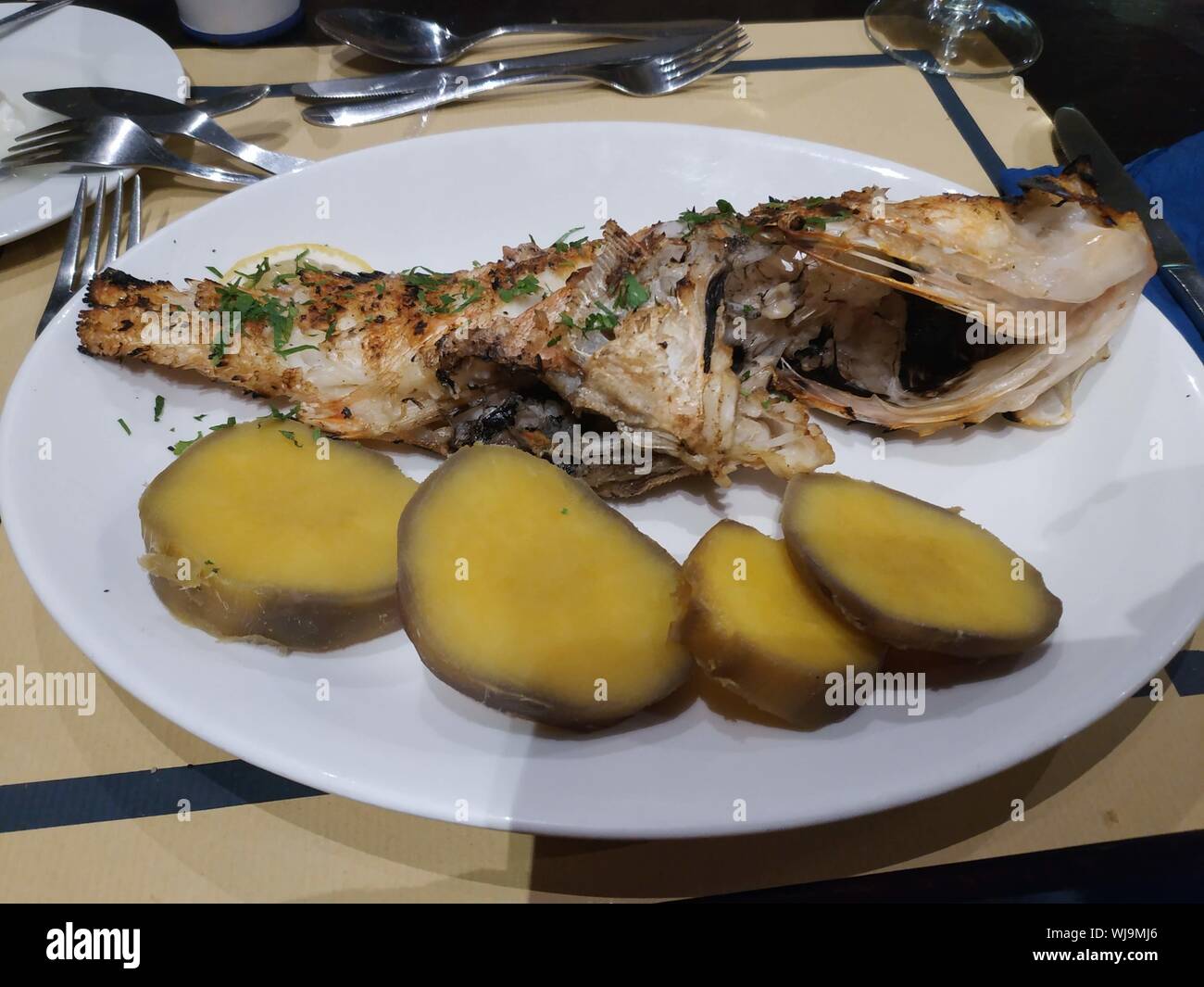 Fresh Grilled Fish with Sweet Potato - Azores Stock Photo - Alamy