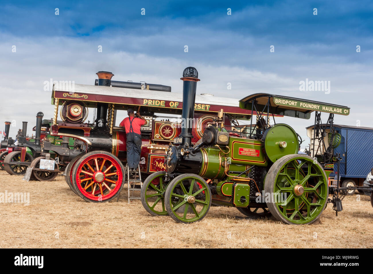 A line-up of assorted traction engines, showman's engines and road ...