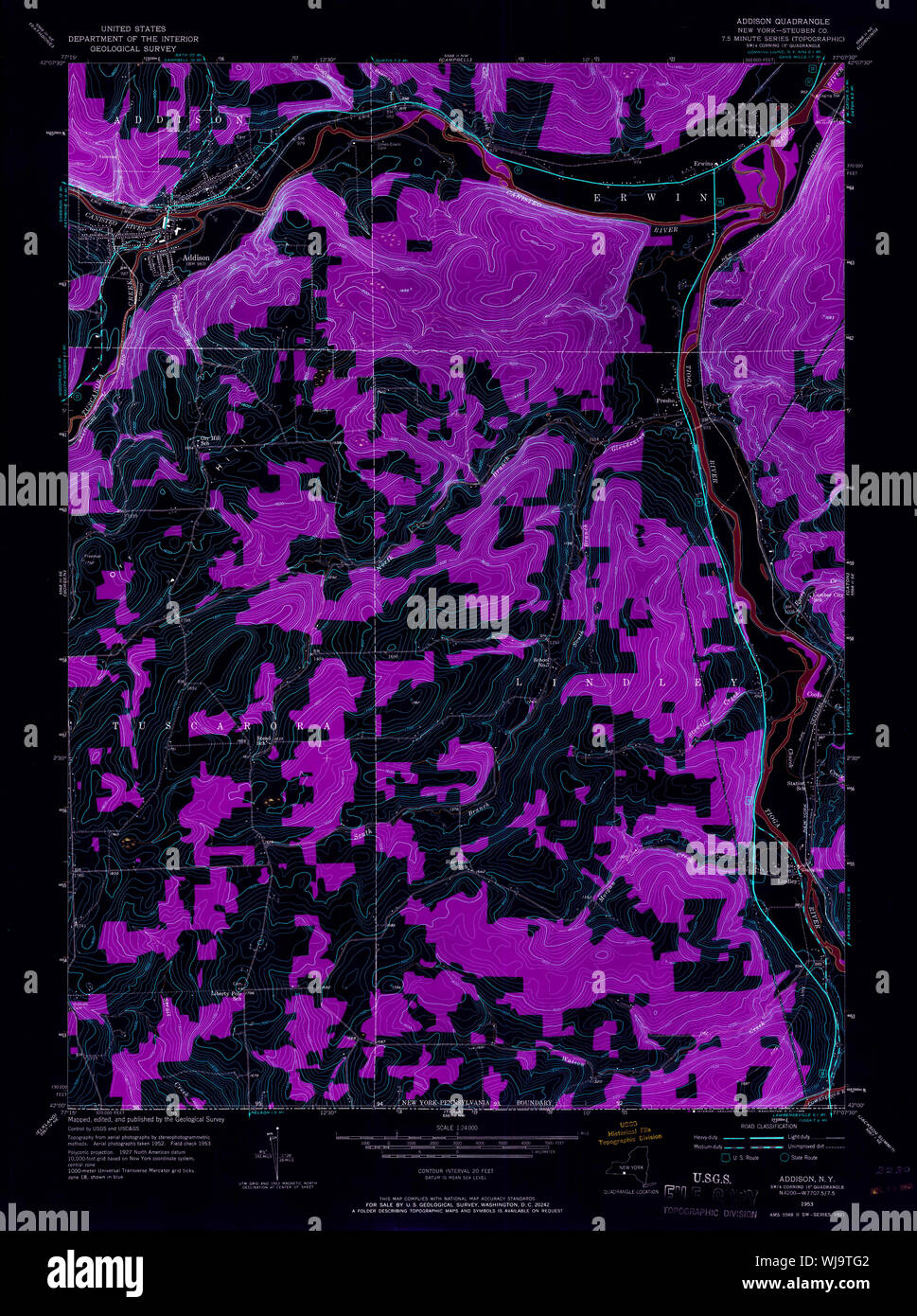 Map of addison new york hi-res stock photography and images - Alamy