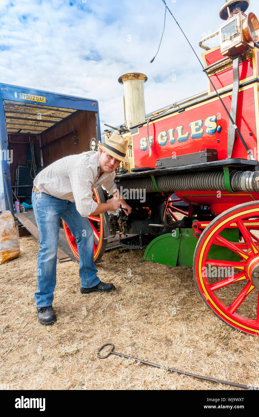 Preparation of the Wimborne St Giles (in Dorset) steam powered fire ...