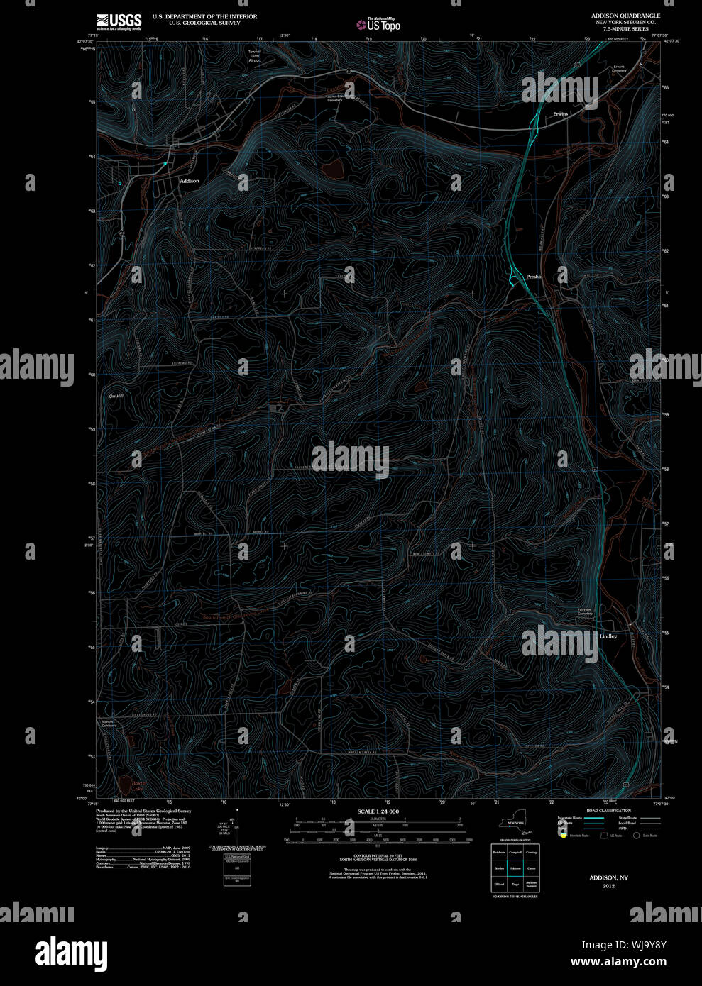 Map of addison new york hi-res stock photography and images - Alamy