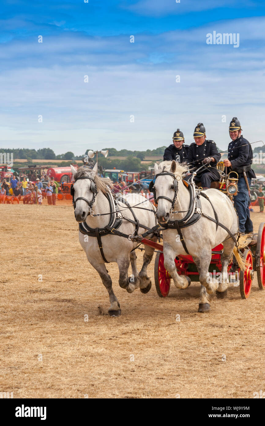 The Wimborne St Giles horse drawn, steam powered fire engine on the the ...