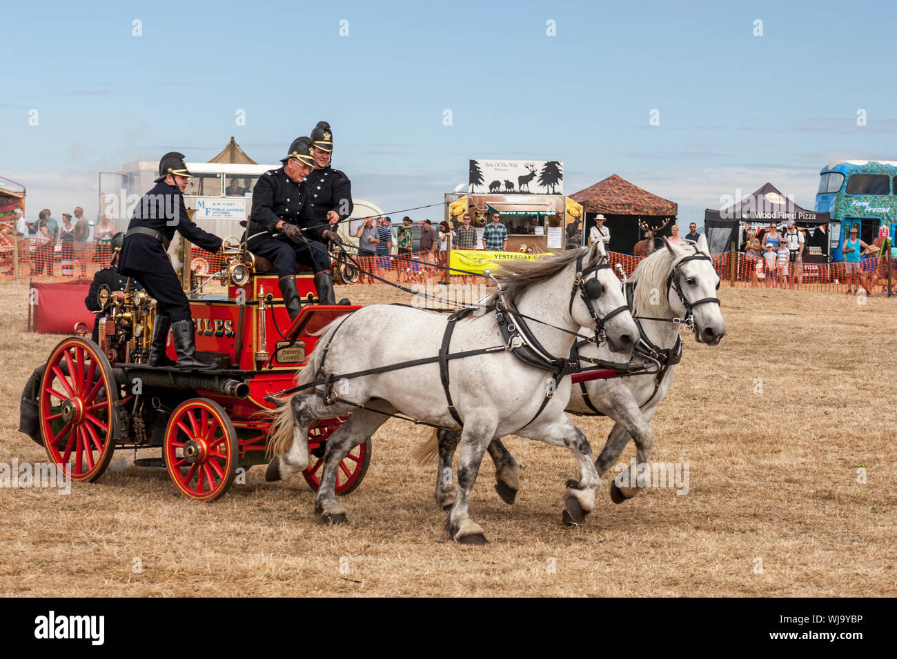 The Wimborne St Giles horse drawn, steam powered fire engine on the the ...