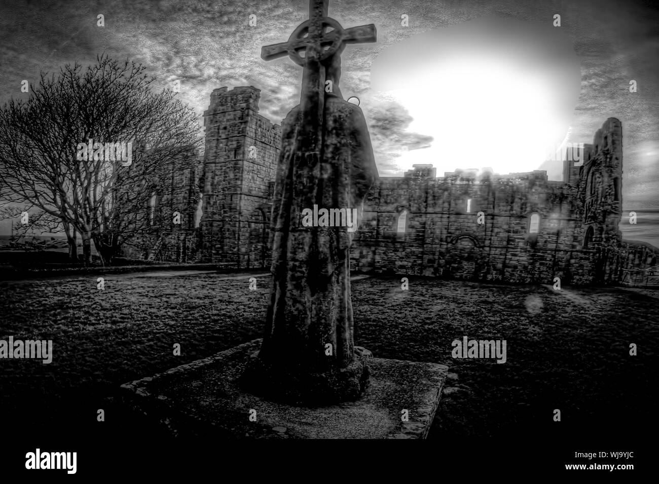 Saint cuthbert statue lindisfarne hi-res stock photography and images ...
