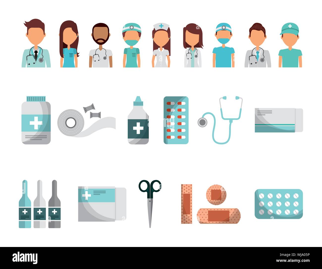 Bundle doctors medical healthcare Stock Vector Images - Alamy