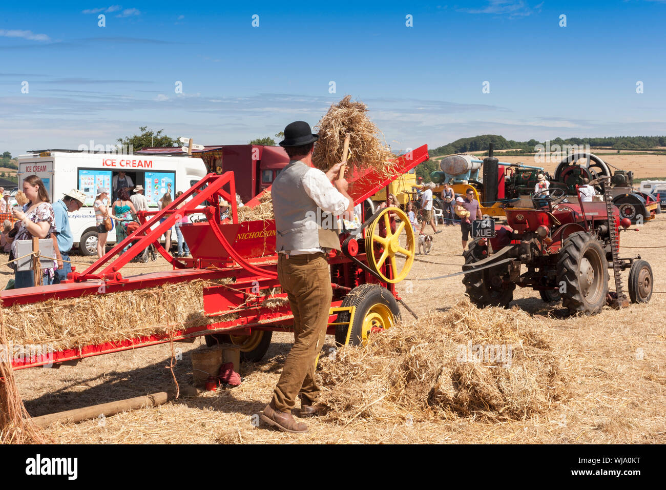 A Nicholson straw baler in action at the 2018 Low Ham Steam Rally ...