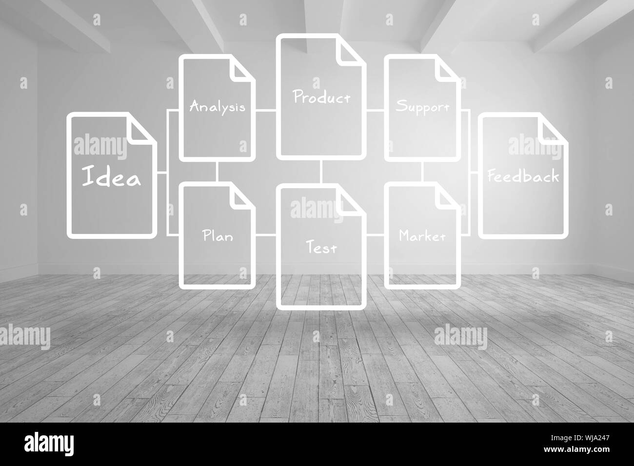 Idea graphic in bright Black and White Stock Photos & Images - Alamy