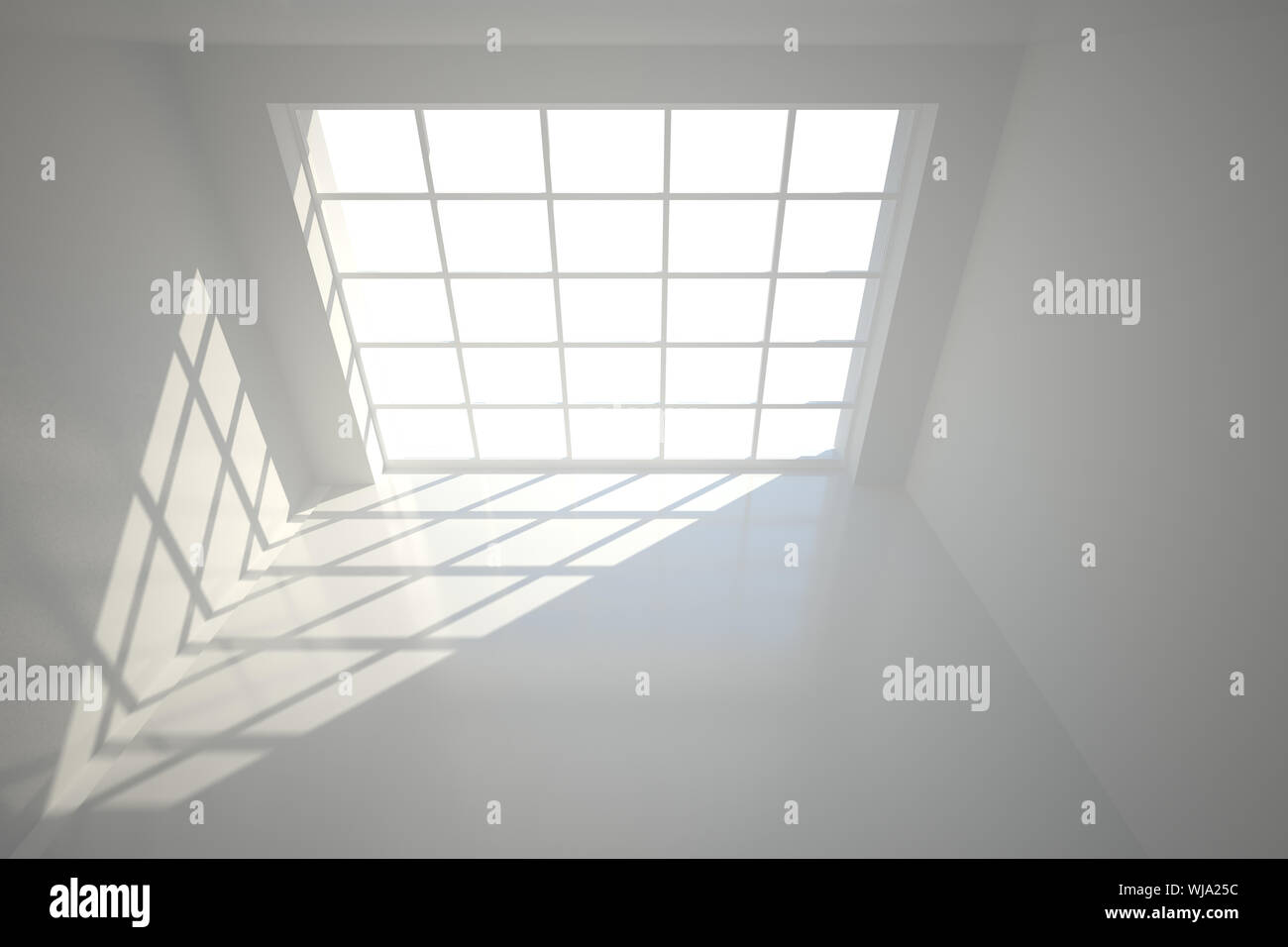White 3D room with windows Stock Photo - Alamy