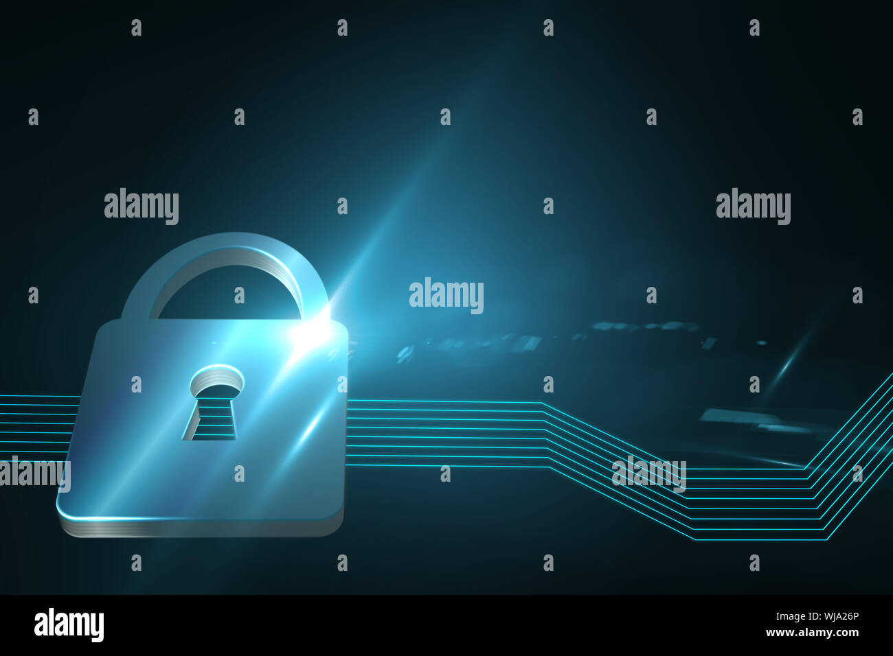 Glowing lock on black background Stock Photo - Alamy