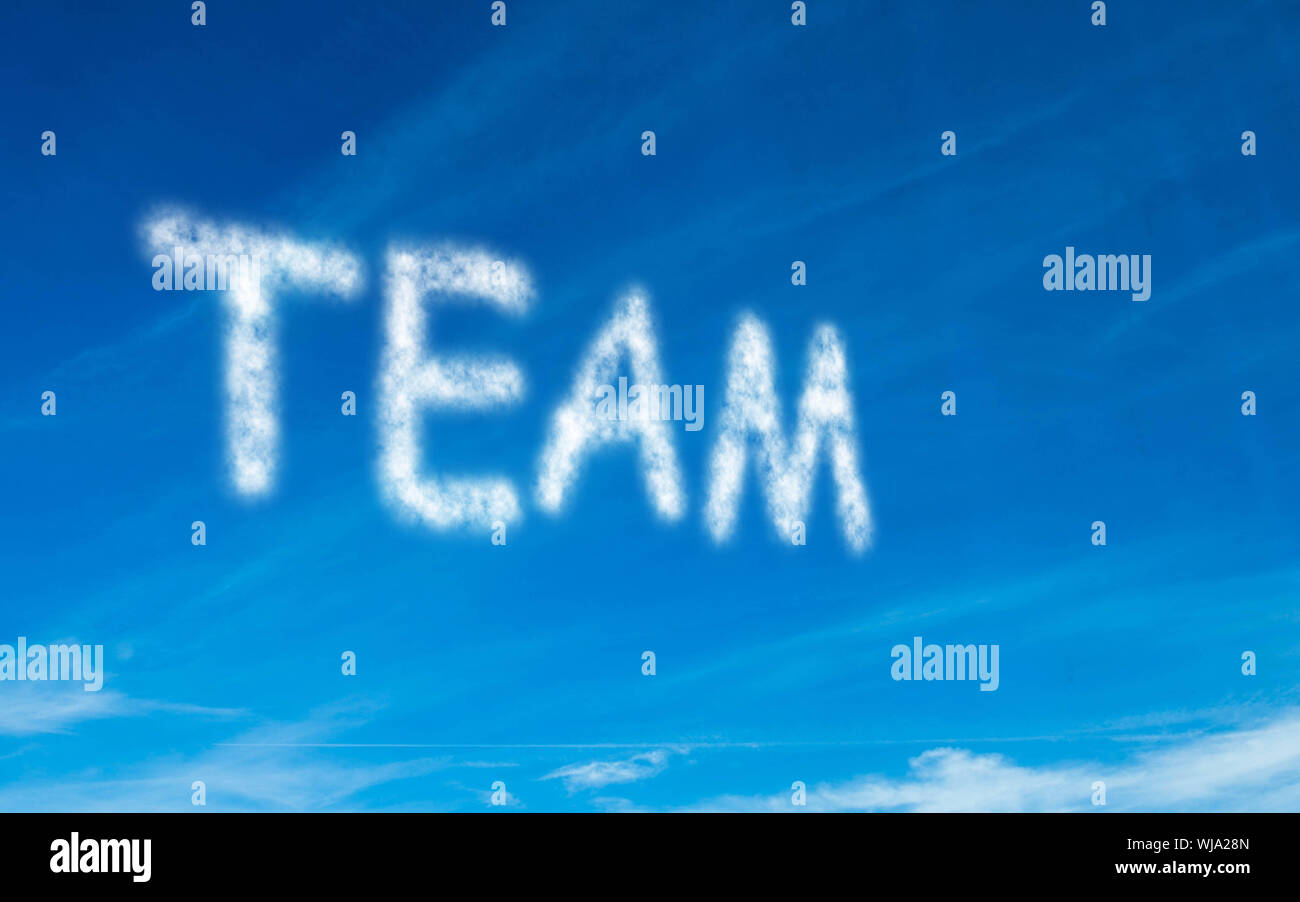 Team written in white in sky Stock Photo - Alamy