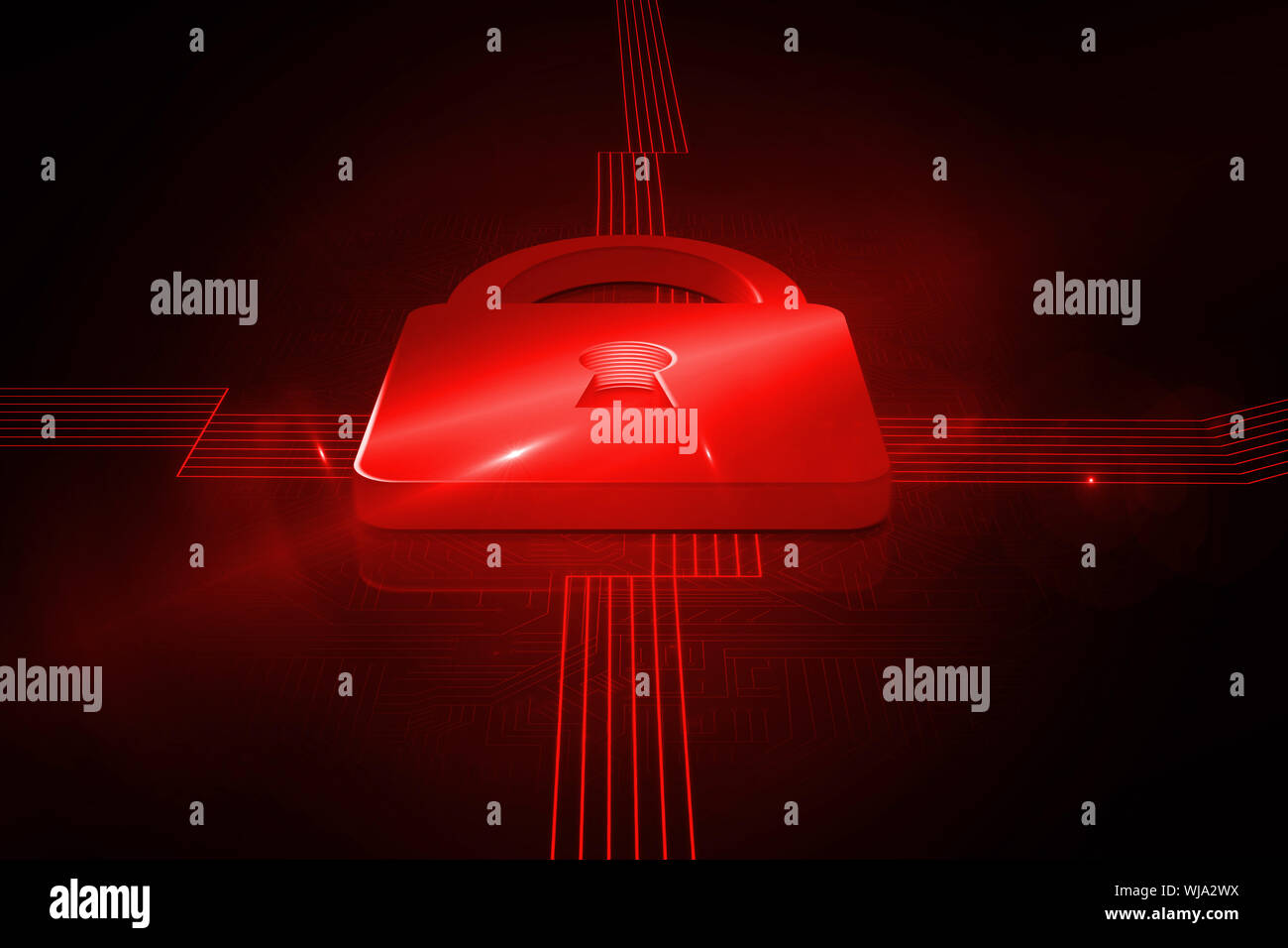 Shiny red lock on black background Stock Photo - Alamy