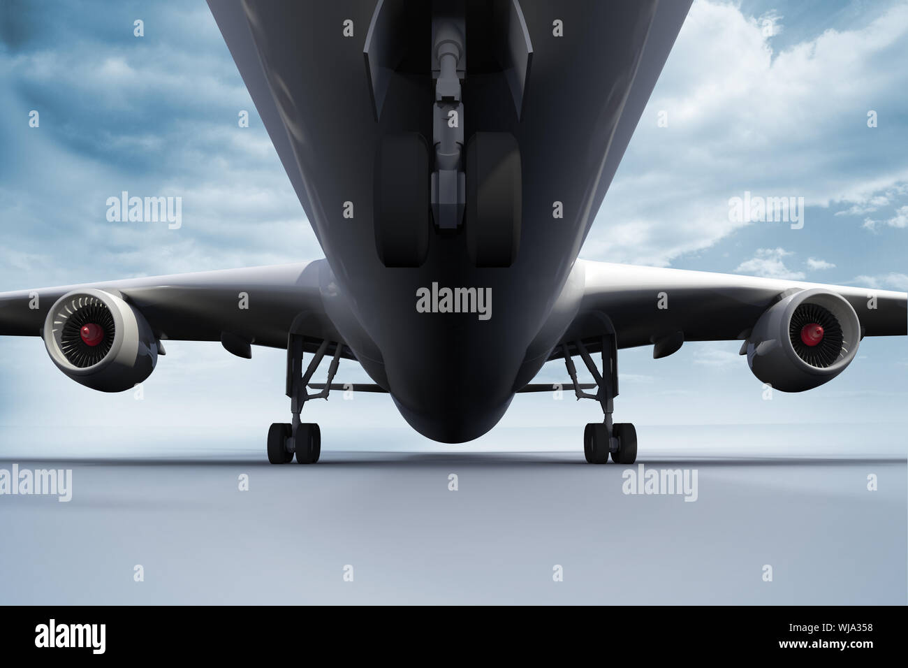 3D plane standing on white ground Stock Photo - Alamy